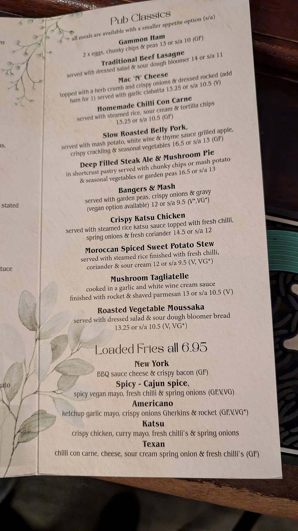 Menu at Prince of Wales East Cowes pub & bar, East Cowes