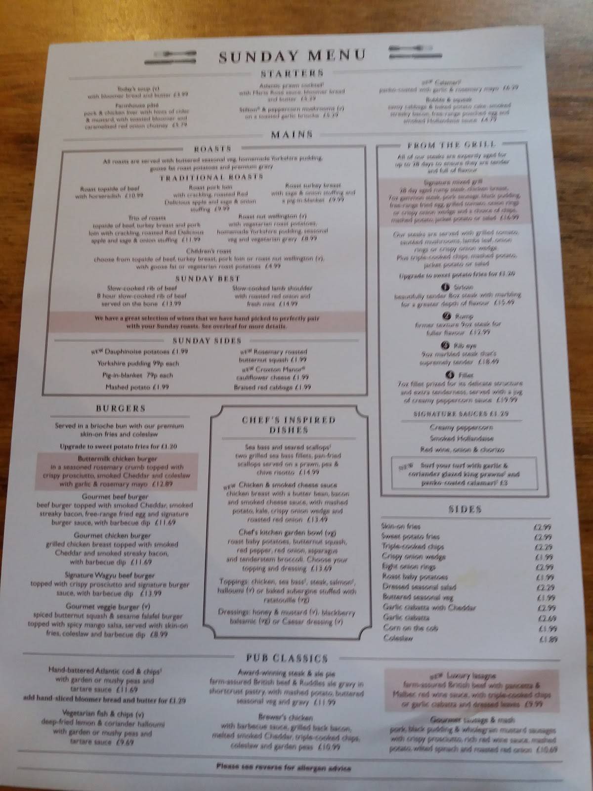 Menu at The Prince of Wales pub & bar, Esher, 48 W End Ln