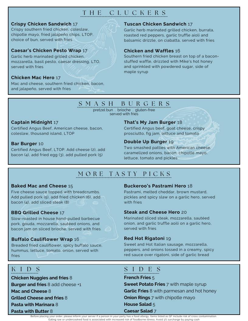 Carta del restaurante Prohibition Port Jefferson, Port Jefferson