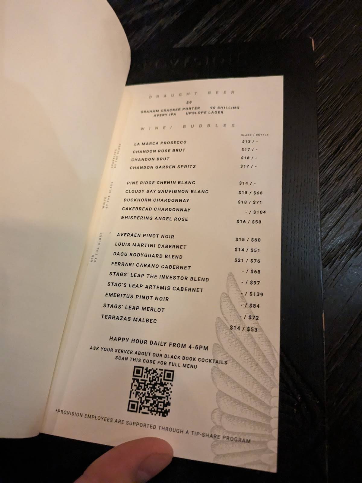 Menu at Provision pub & bar, Castle Rock