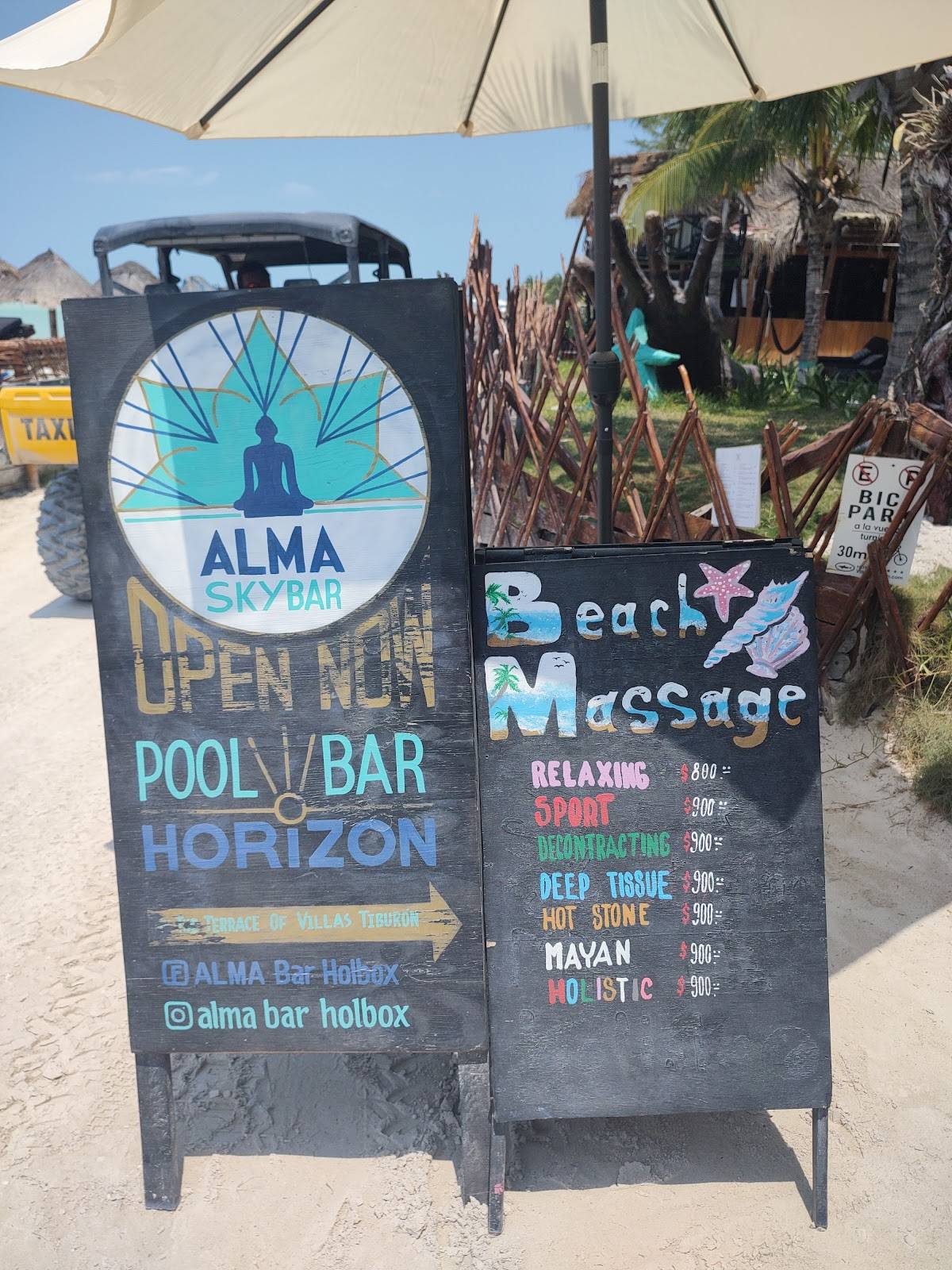 Menu at ALMA Bar, Holbox