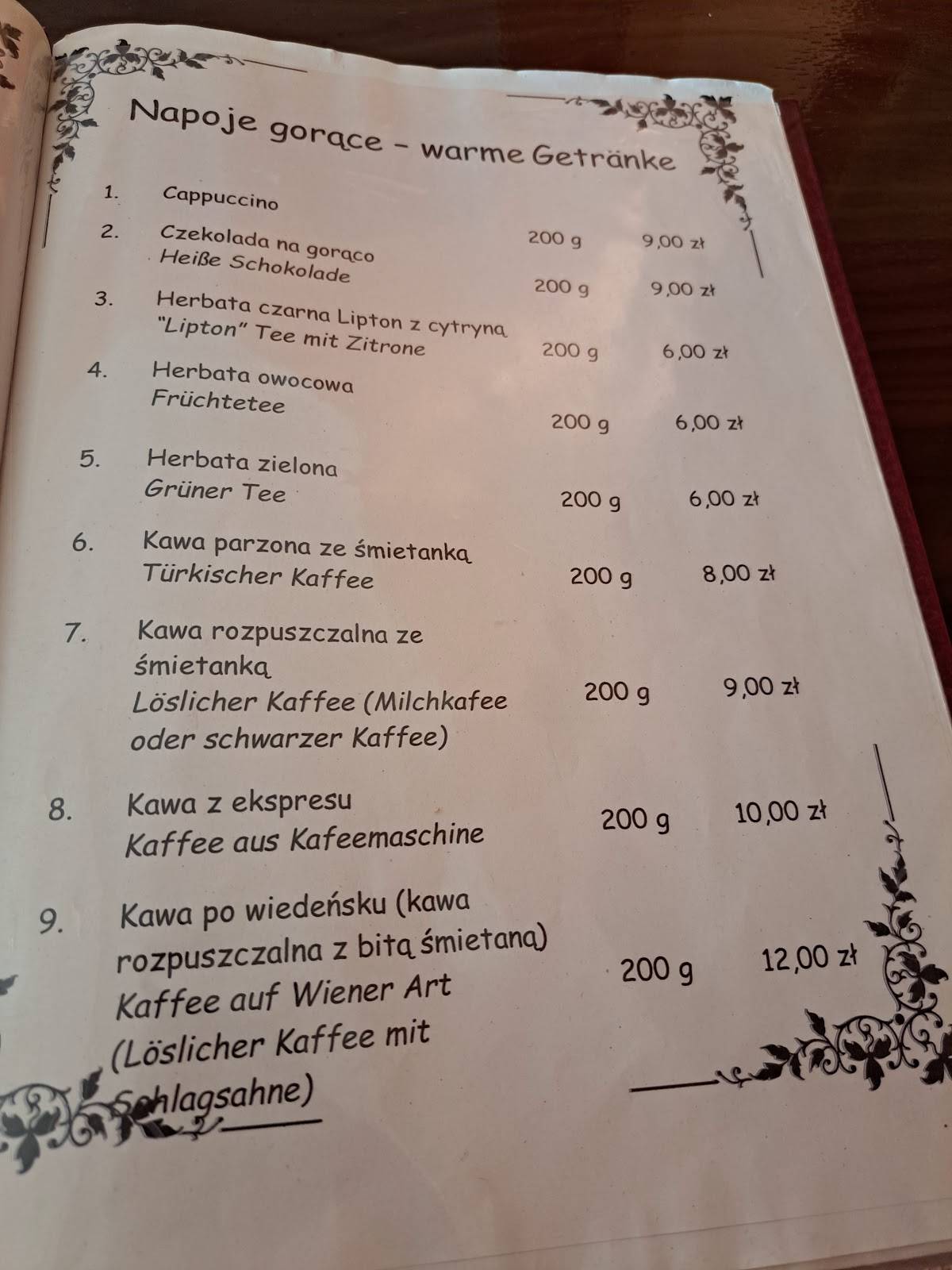Menu at Bar Alka, Zgorzelec