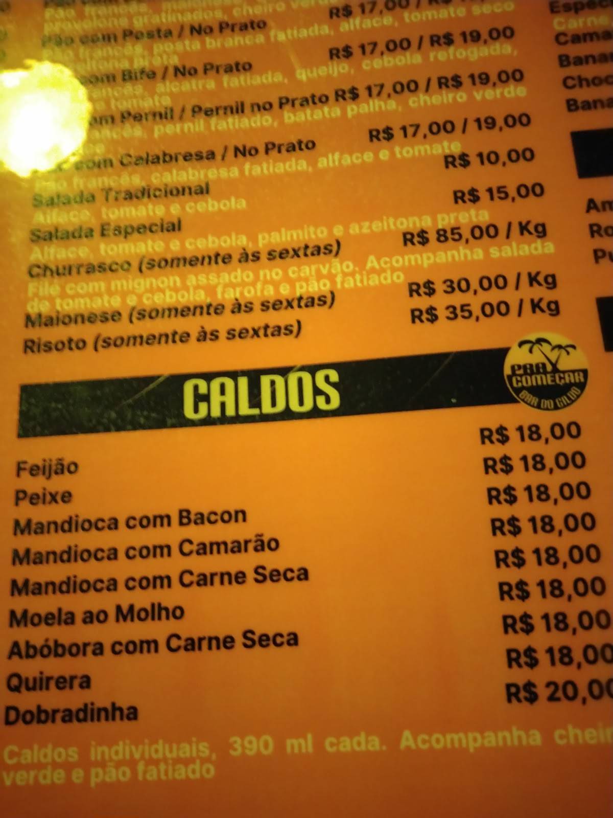 Menu em Bar Do Gildo, Curitiba