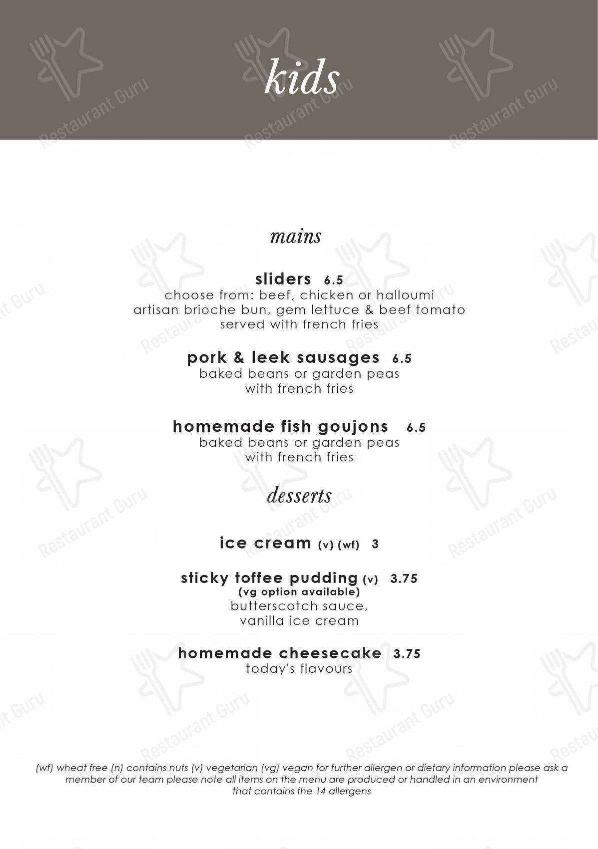Menu at Barluga, Newcastle upon Tyne, 35 Grey St