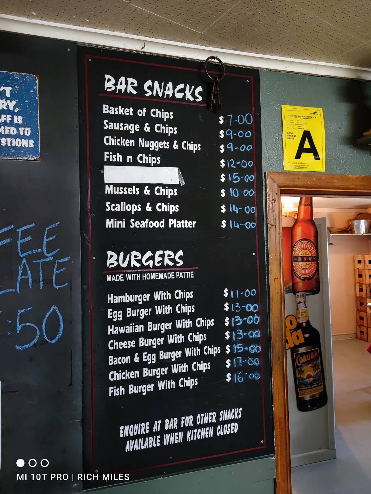 Menu at Bay View Hotel pub & bar, Kaiaua