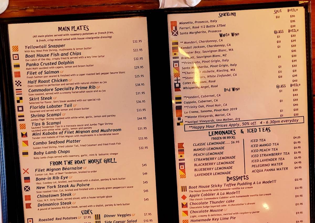 Menu at Boat House Bar & Grill, Key West, 220 Margaret Street