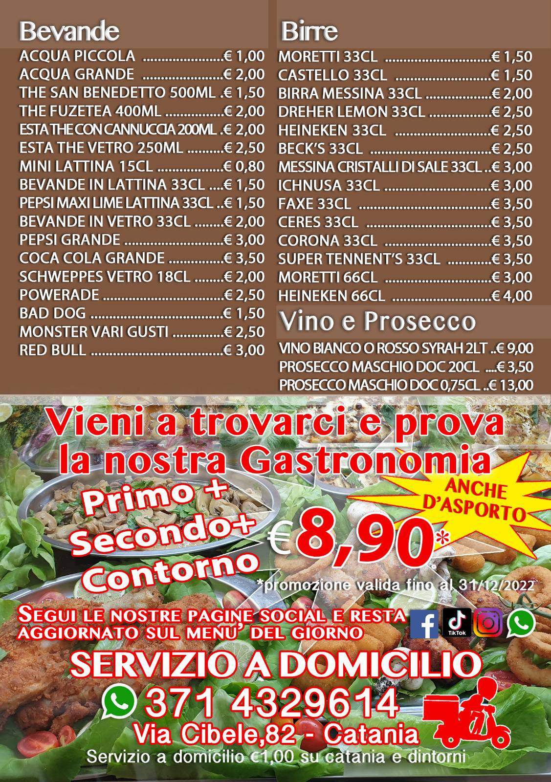 Menu da Chiosco-Bar Panineria Gastronomia "Cibele", Catania