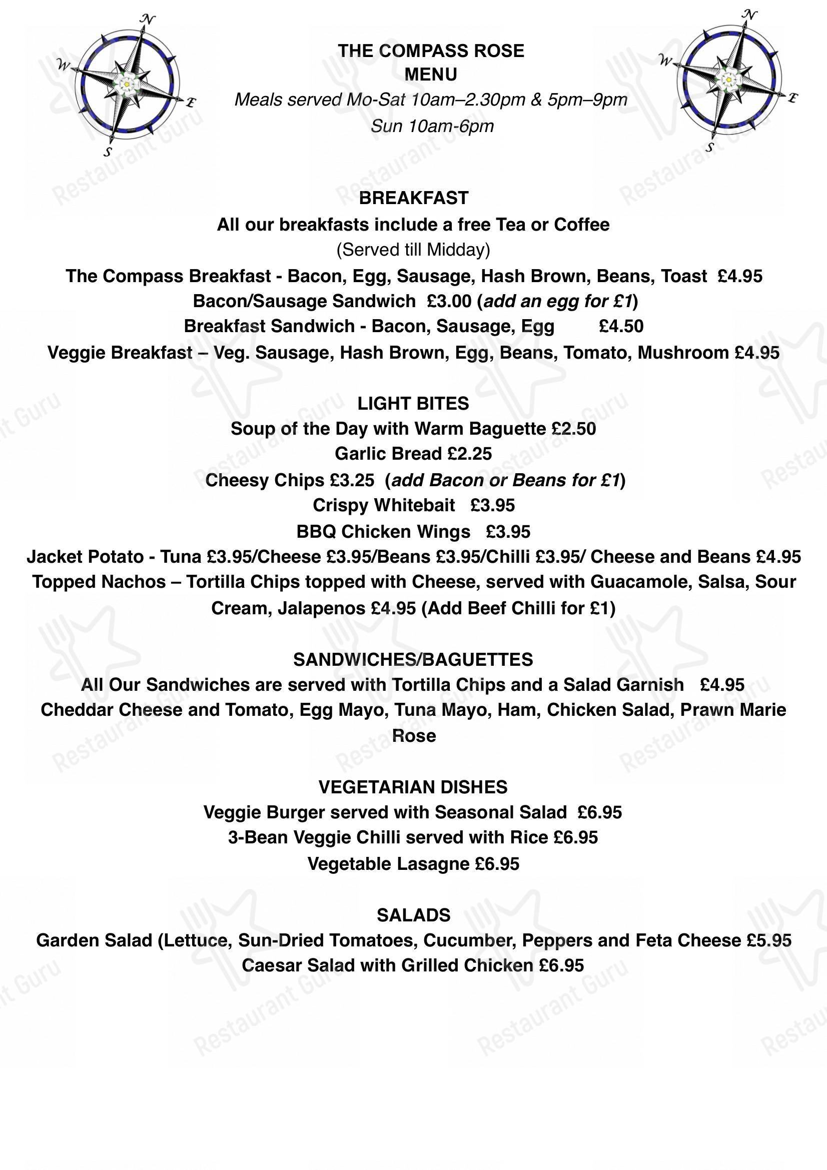 Menu at Compass Rose Chinese Restaurant and Bar, Portsmouth, Anchorage Rd