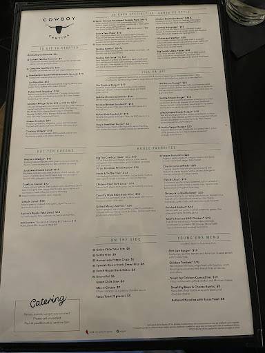 Menu at Cowboy Cantina pub & bar, Palm Desert