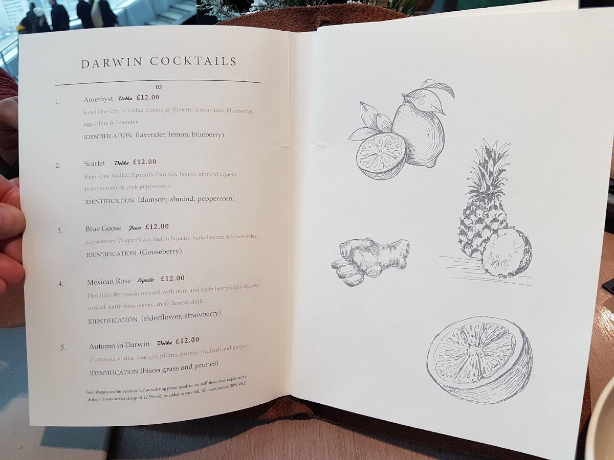Menu at Darwin Brasserie pub & bar, London, Level 36