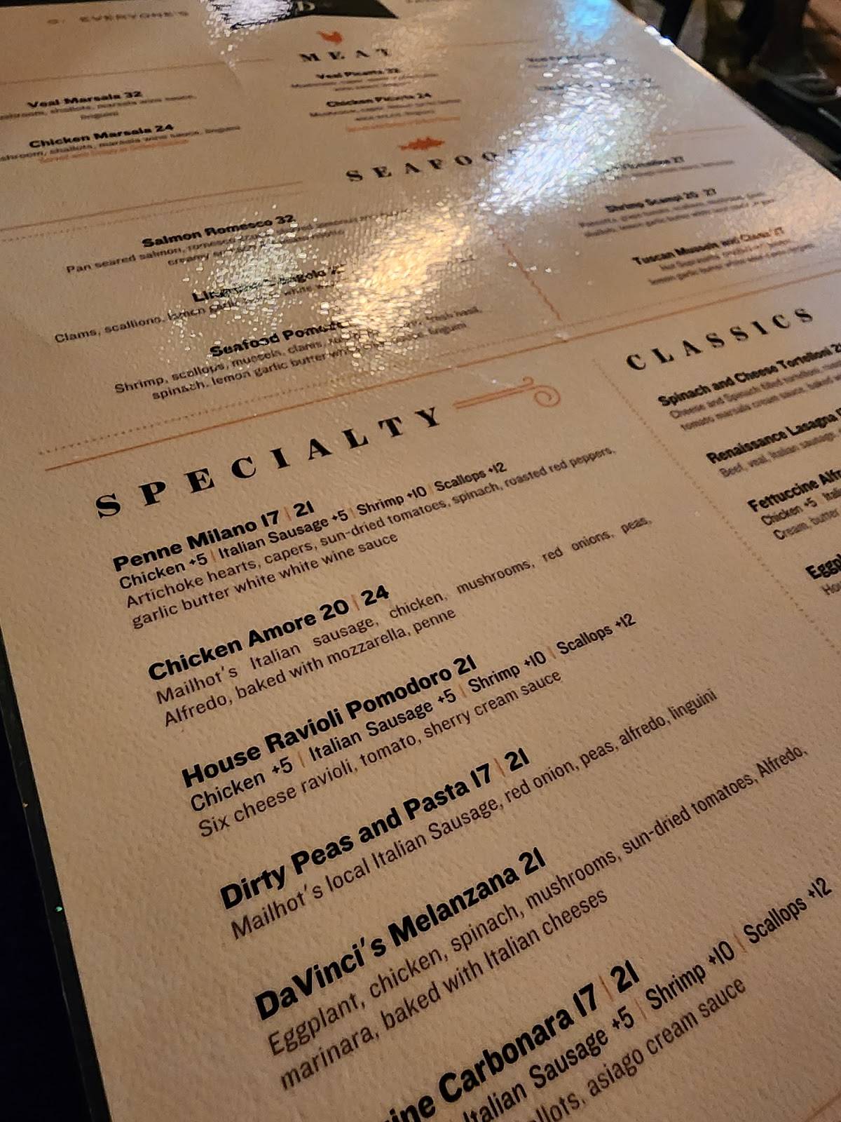 Menu at Davinci's Eatery pub & bar, Lewiston, 150 Mill St