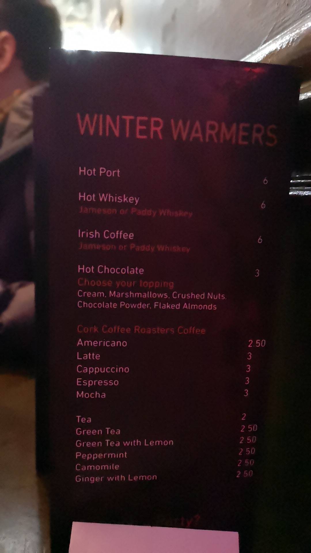 Menu at Deep South pub & bar, Cork