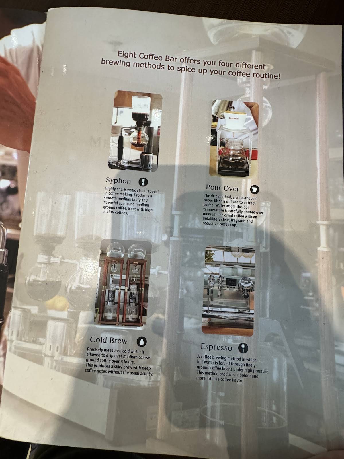 Menu at Eight Coffee Bar by UCC, Makati, 8 Rockwell Dr