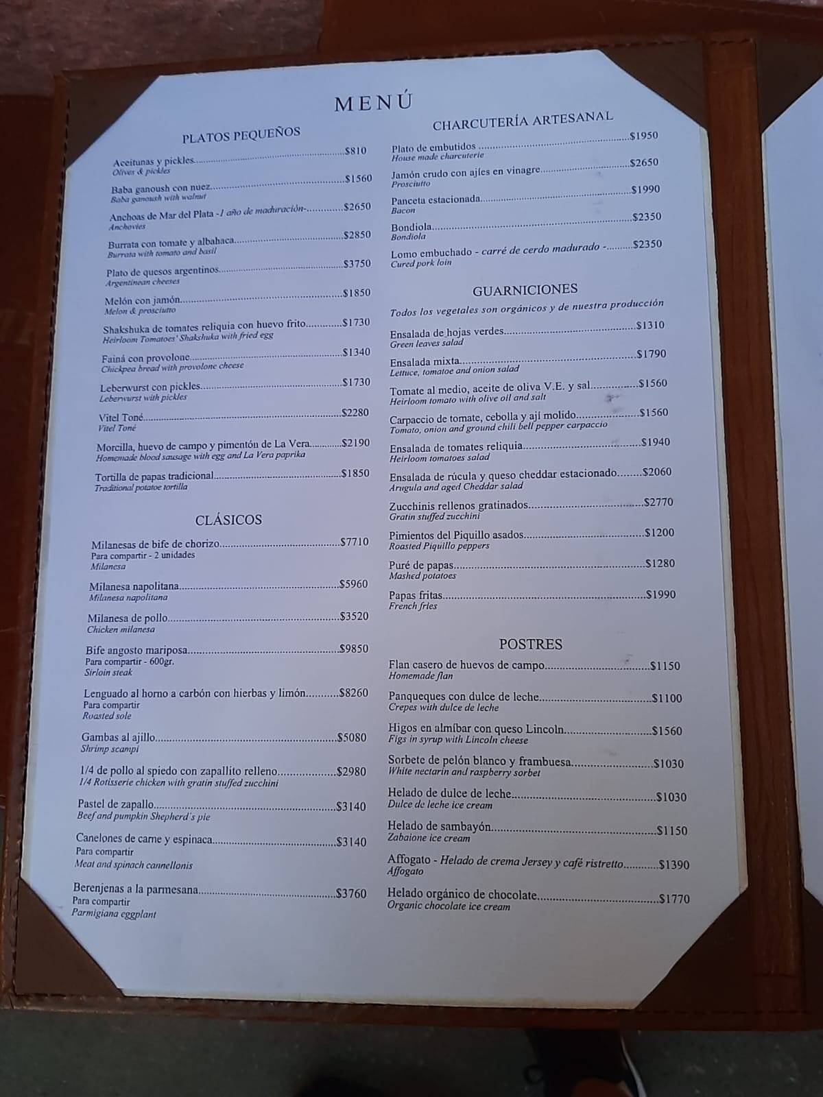 Menu at El Preferido de Palermo pub & bar, Buenos Aires