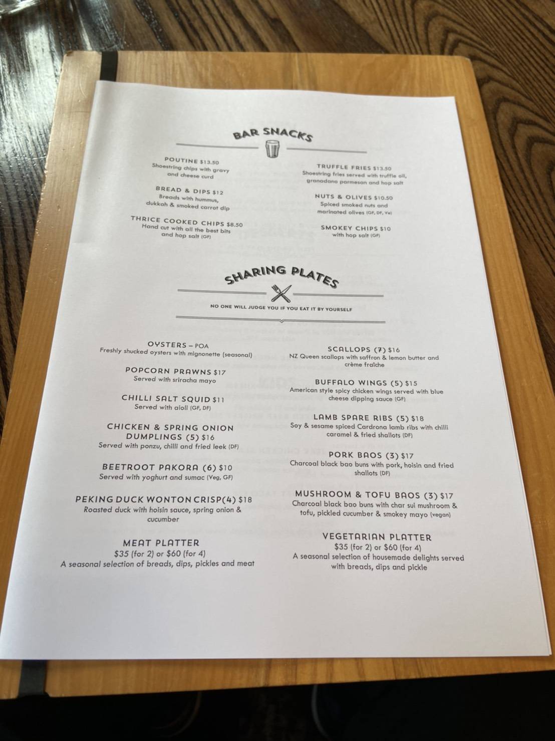 Menu at Emerson's Brewery pub & bar, Dunedin