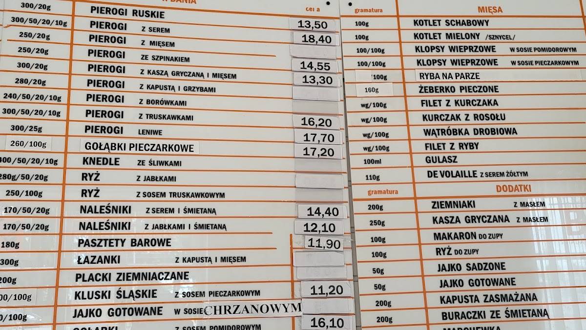 Menu at Flisak - Bar Mleczny, Kraków, Tadeusza Kościuszki 1