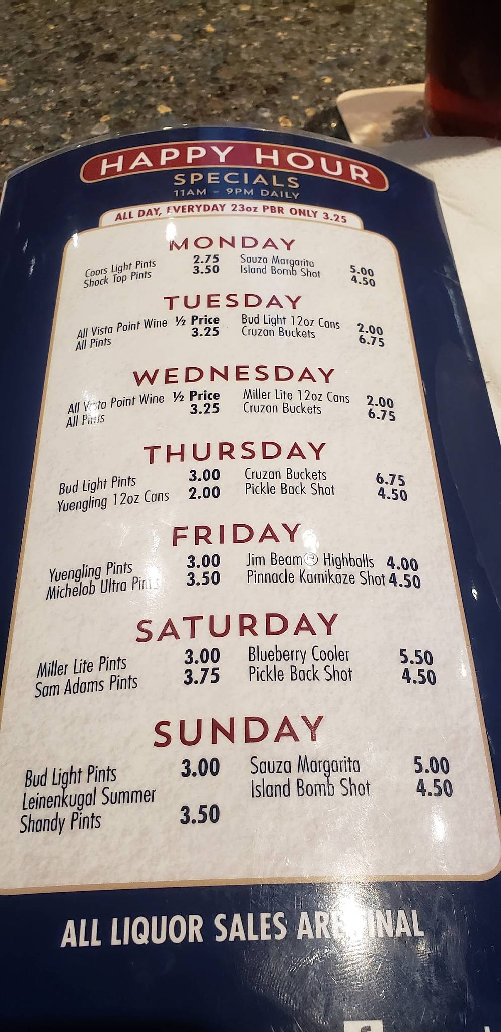 Menu at Kickback Jack's Fredericksburg pub & bar, Fredericksburg
