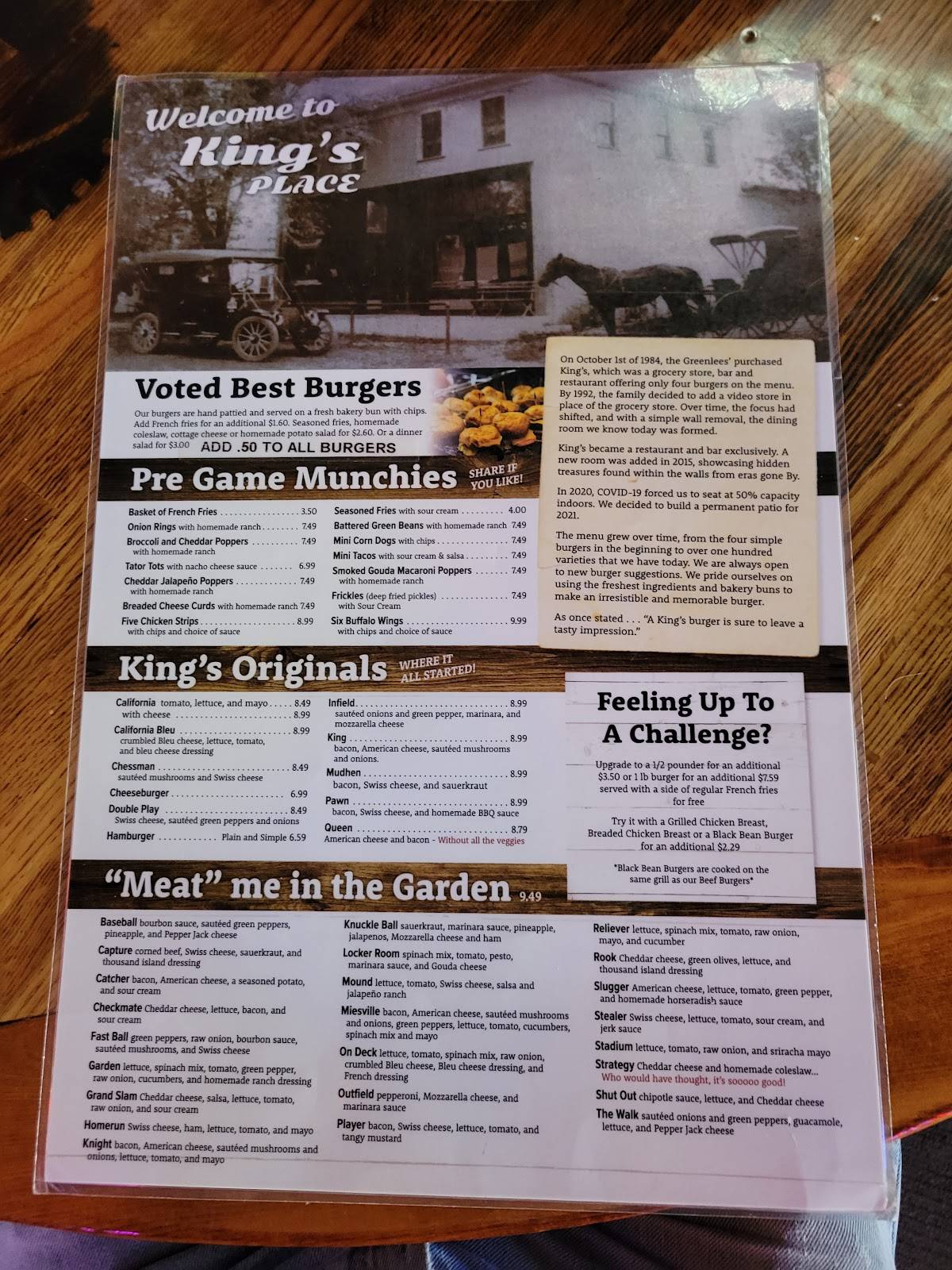 Menu at King's Place Bar and Grill, Miesville