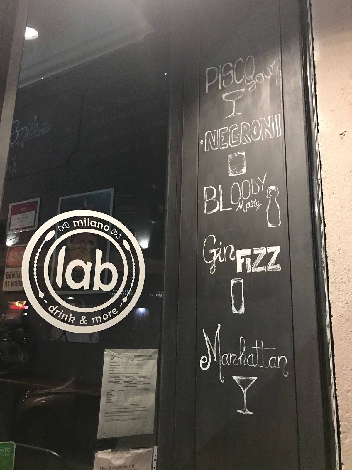 Menu at Lab pub & bar, Milan, Viale Premuda
