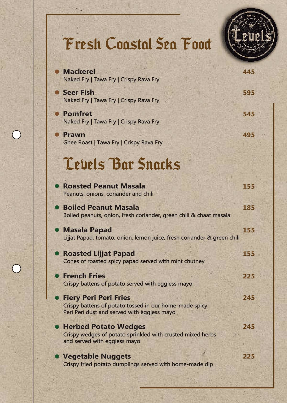 Menu at Levels Pub & Kitchen, Bengaluru