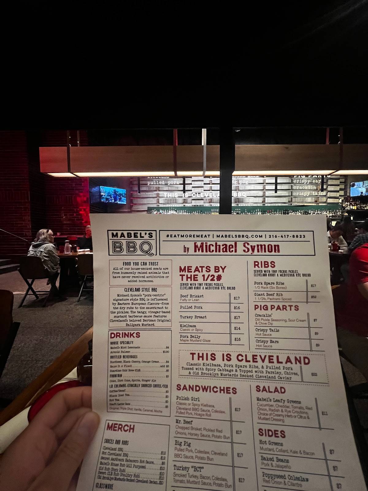 Menu at Mabel's BBQ, Cleveland
