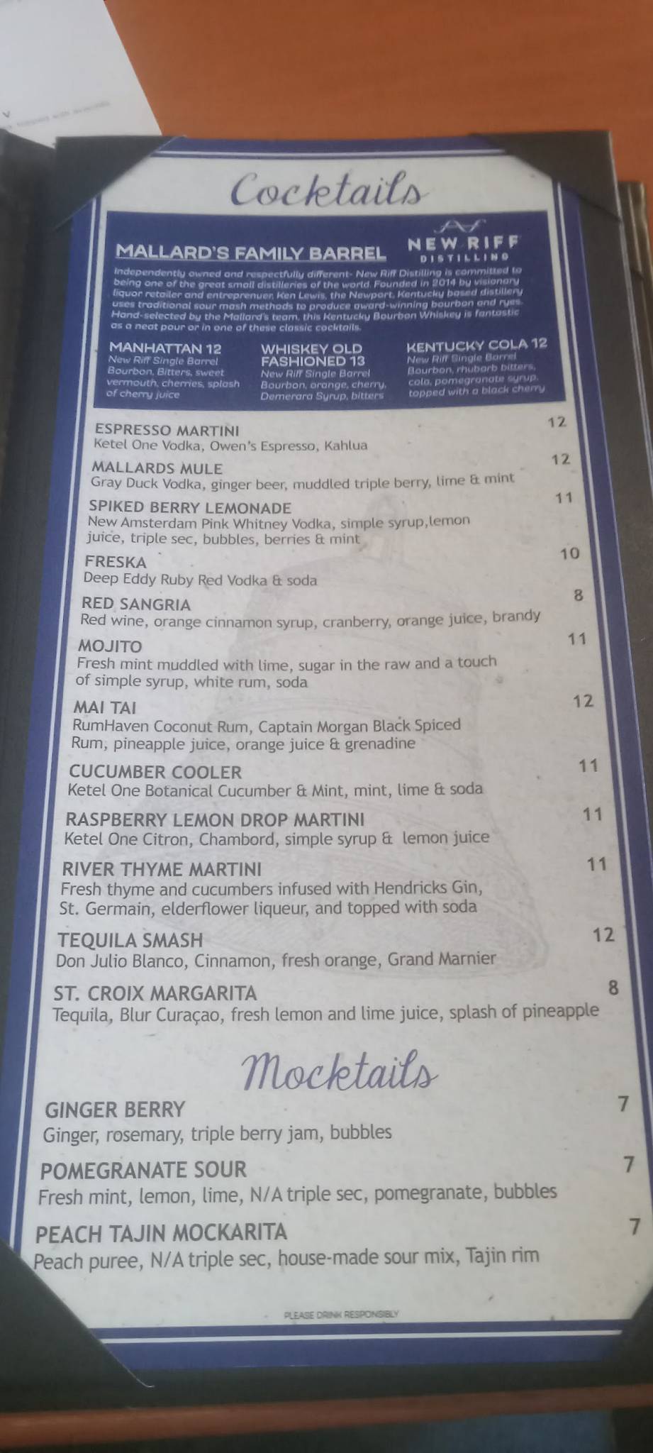 Carta del pub y bar Mallards Southern Kitchen, Inver Grove Heights