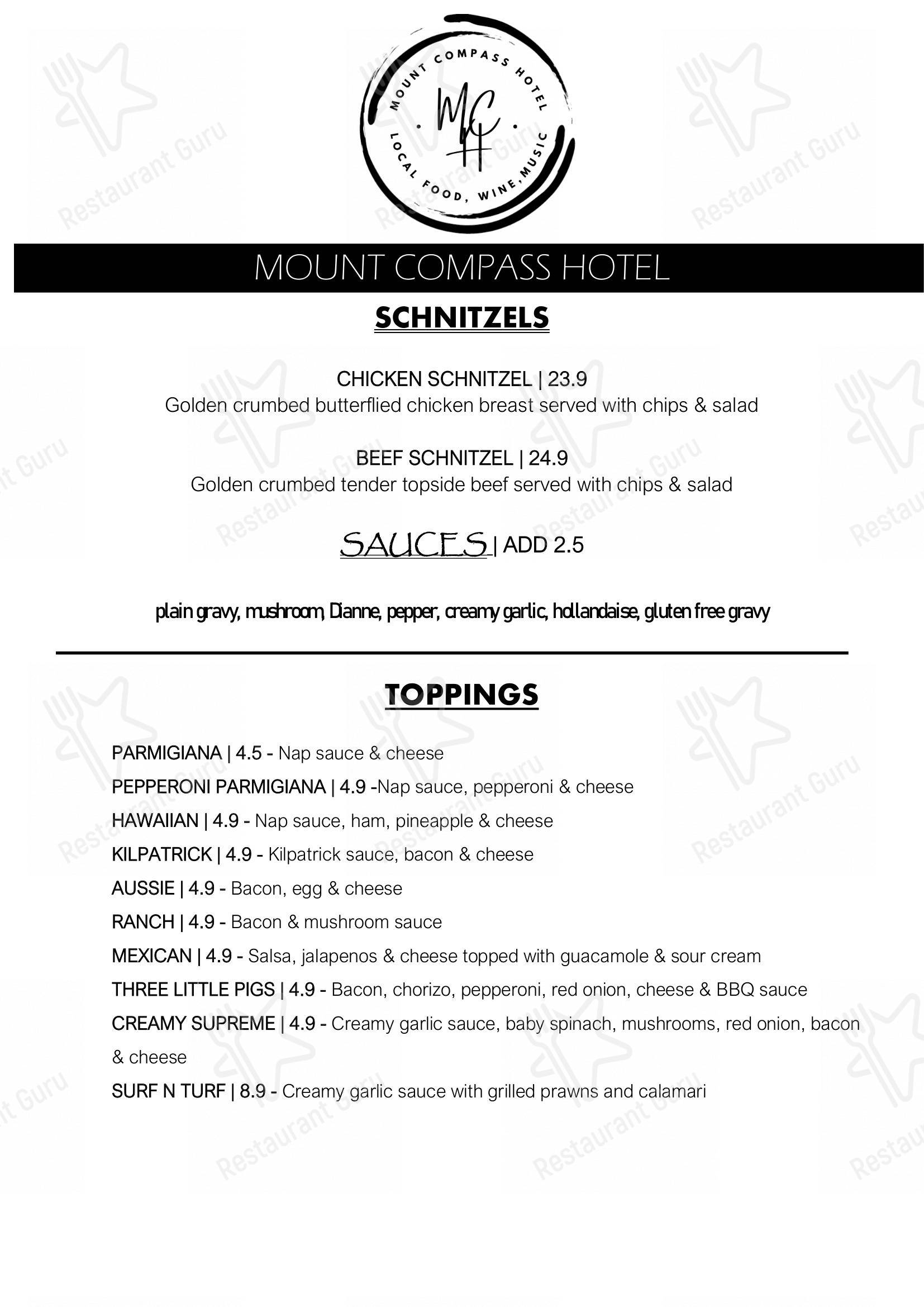 Menu at Mount Compass Hotel pub & bar, Mount Compass