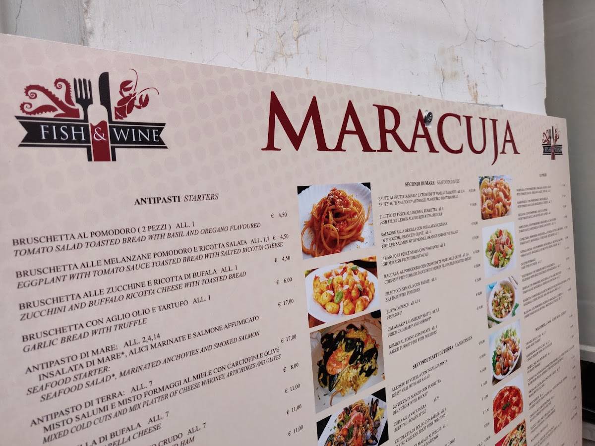 Menu at Osteria Maracuja pub & bar, Rome