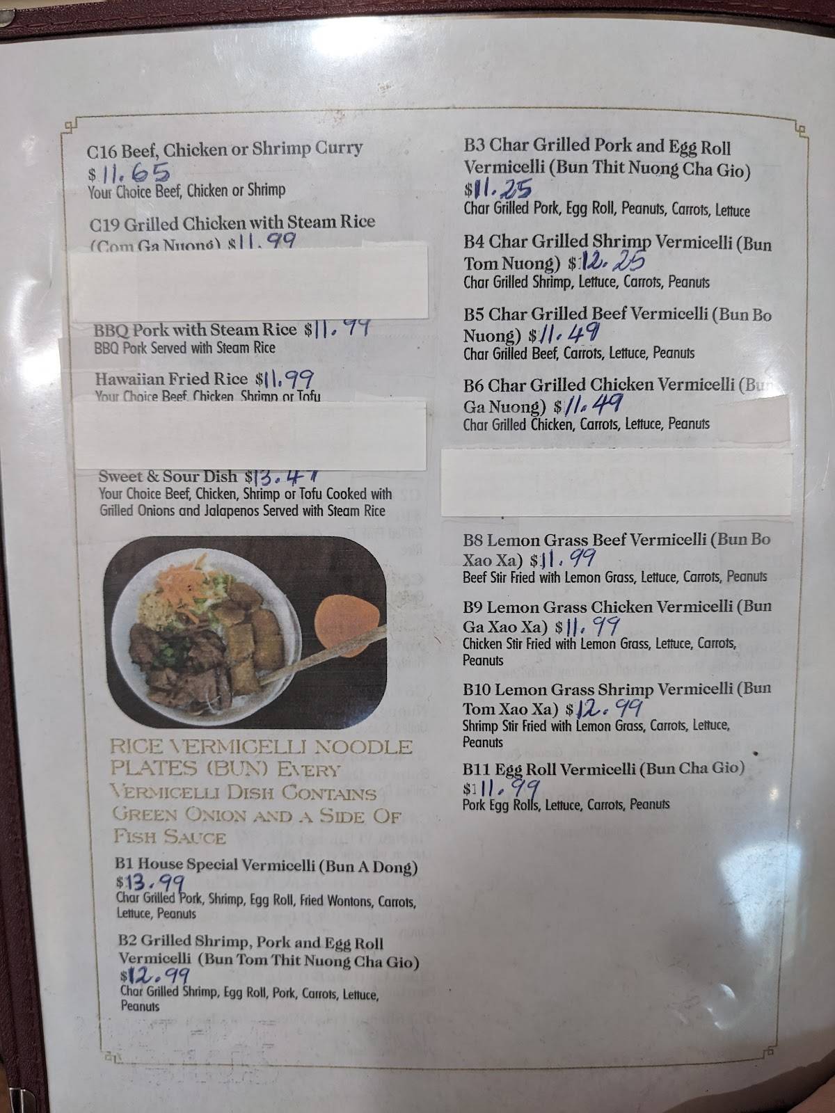 Menu at Pho A Dong Restaurant, Las Cruces