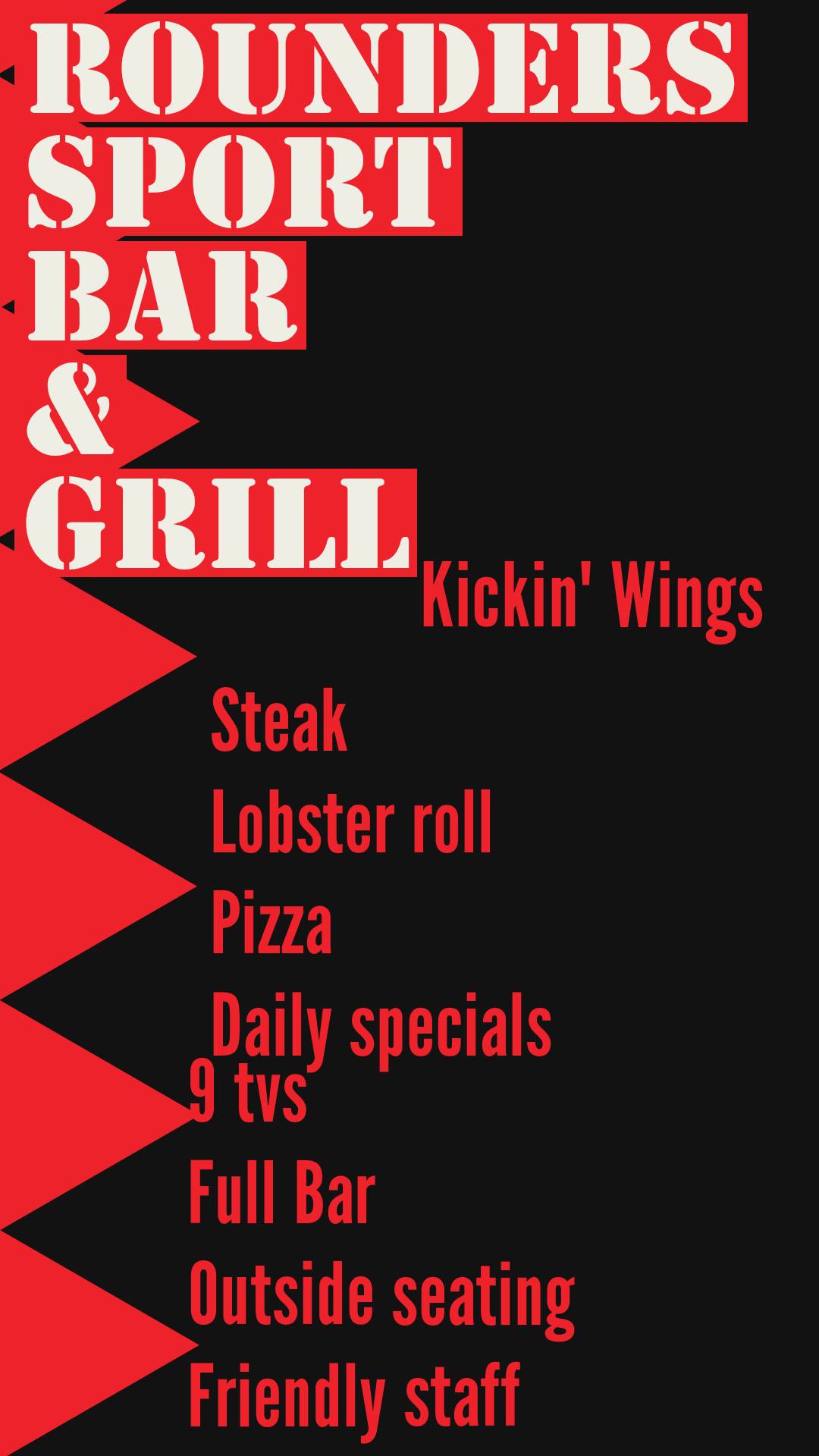 Menu at ROUNDERS SPORTS BAR & GRILL, Manchester