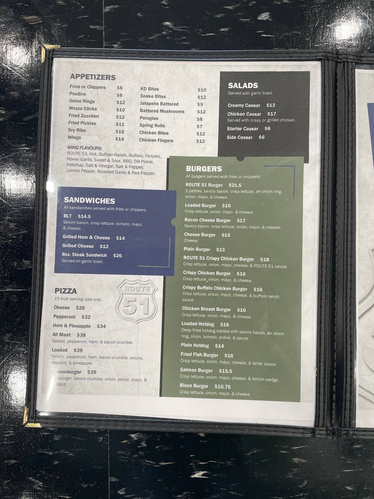 Menu at Route 51 Bar and Grill Springwater Sk, Canada