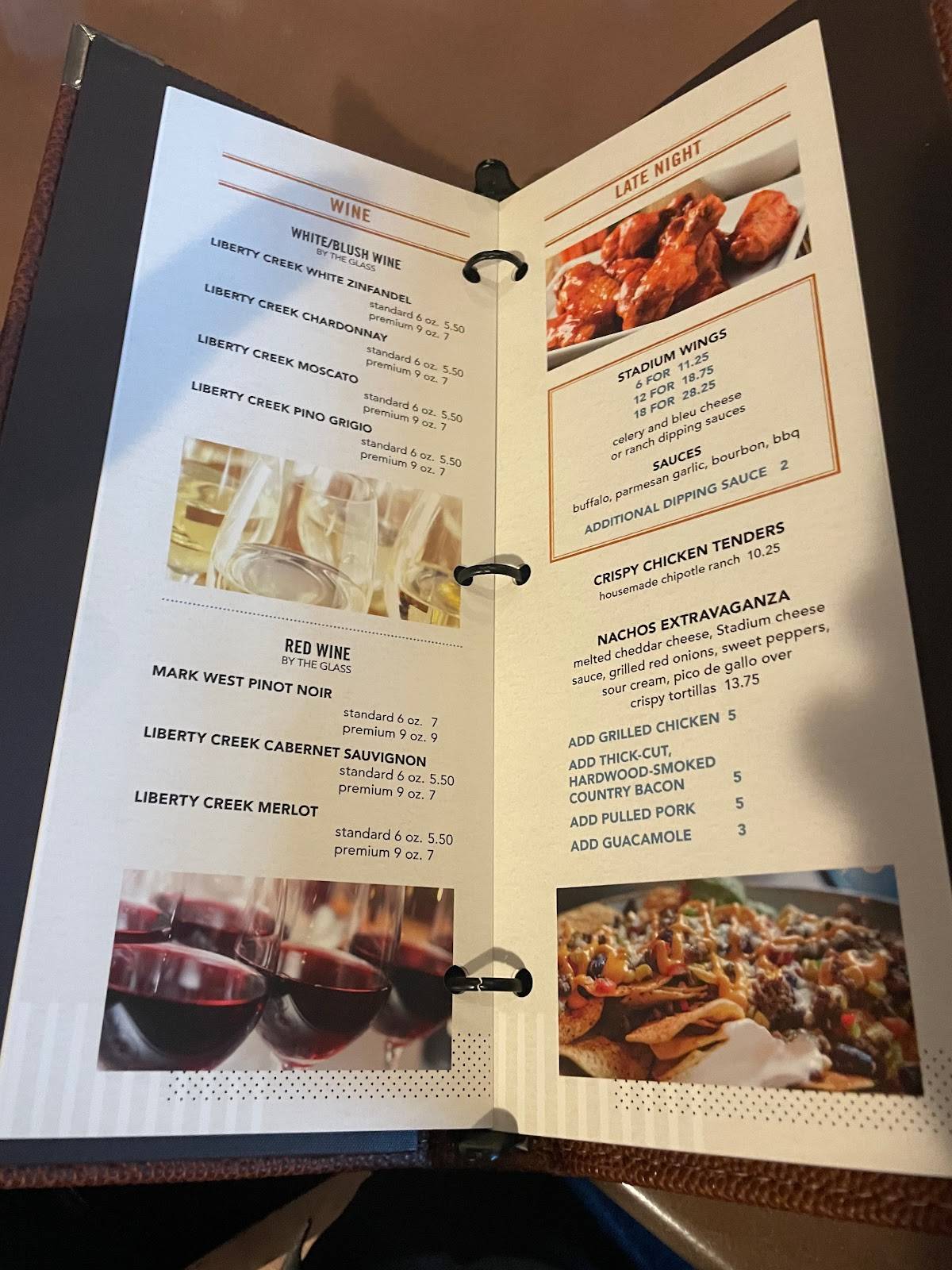 Menu at STADIUM Sports Bar & Grill, USA, 777 Belterra Dr
