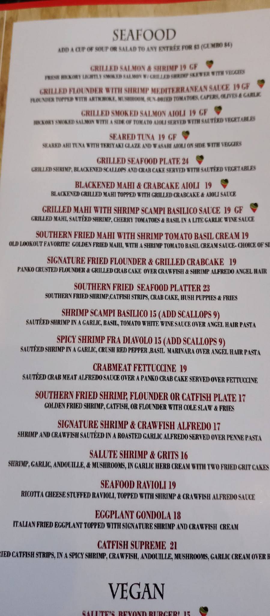 Menu at Salute Italian Restaurant, Gulfport