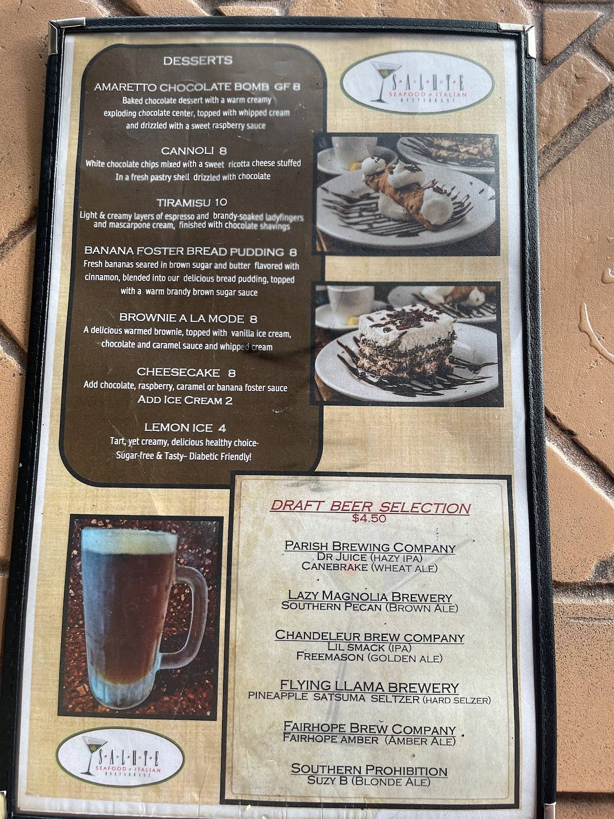 Menu at Salute Italian Restaurant, Gulfport