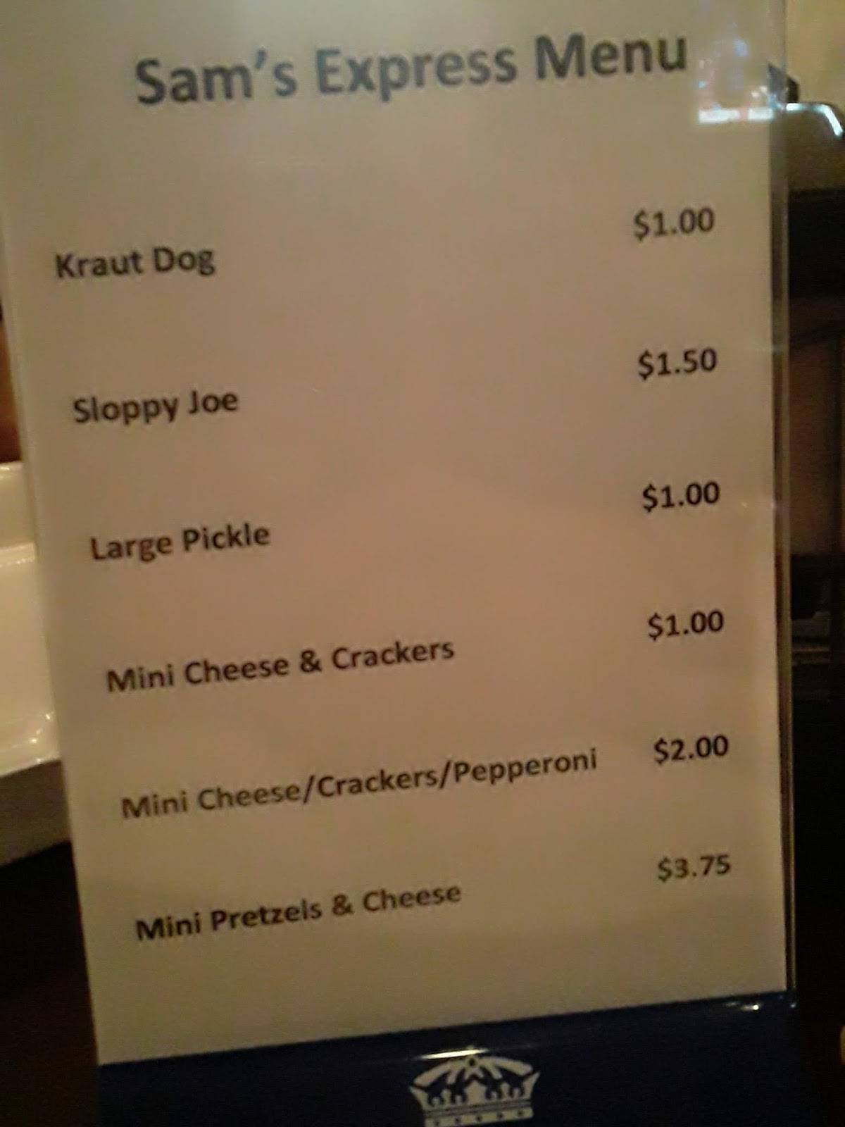 Menu at Sam’s Bar & Grill, Sayre