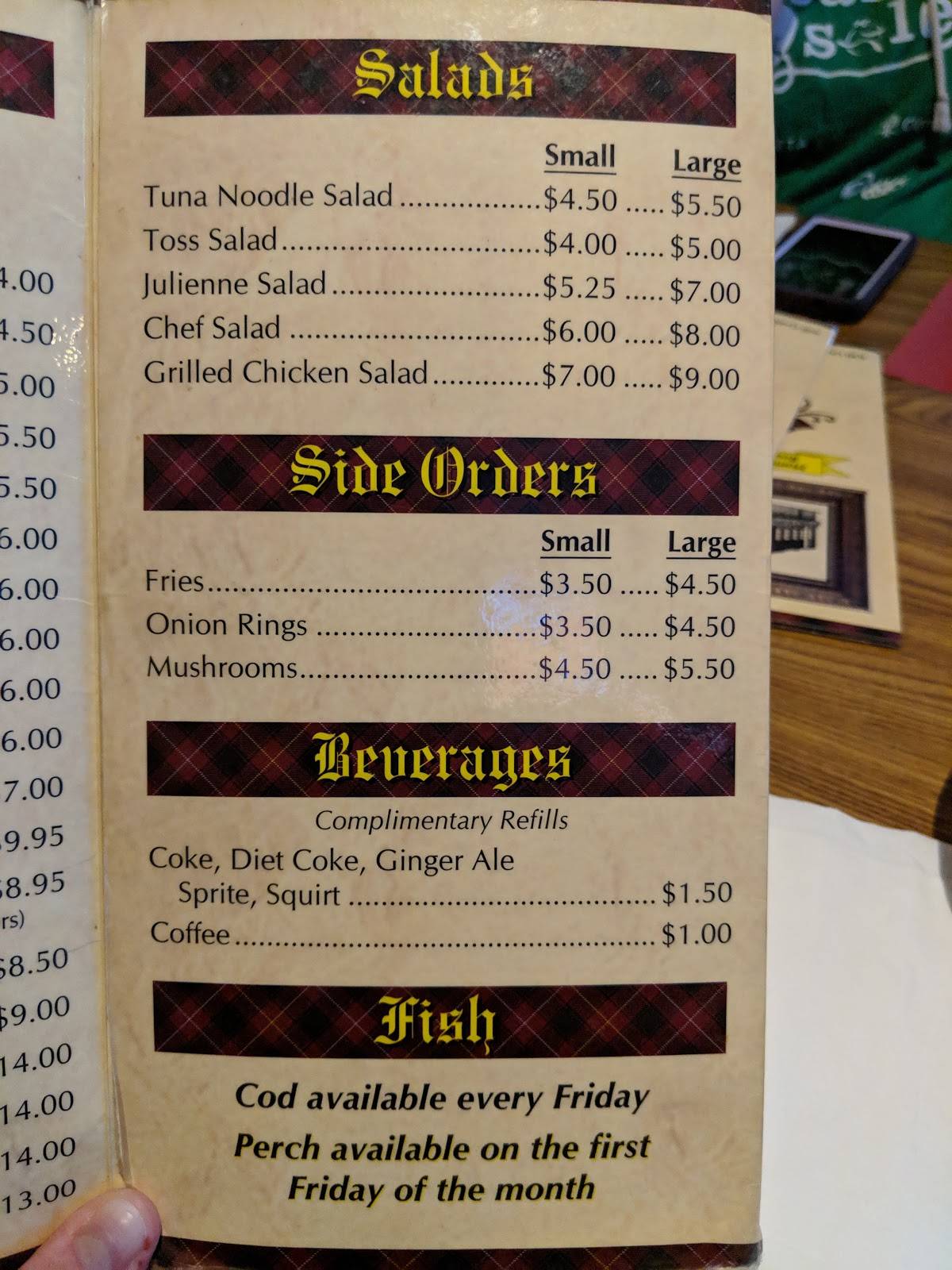 Menu at Scottish Inn pub & bar, Saginaw