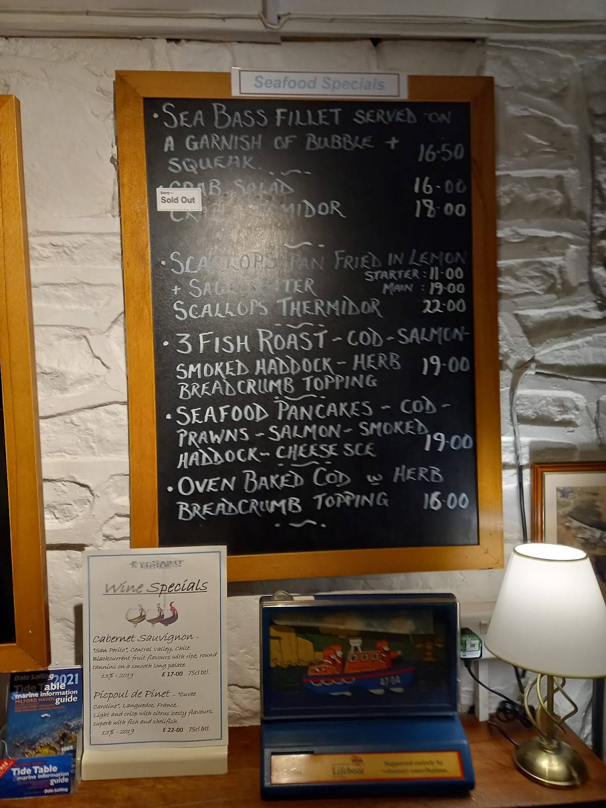 Menu at St. Brides Inn pub & bar, Little Haven