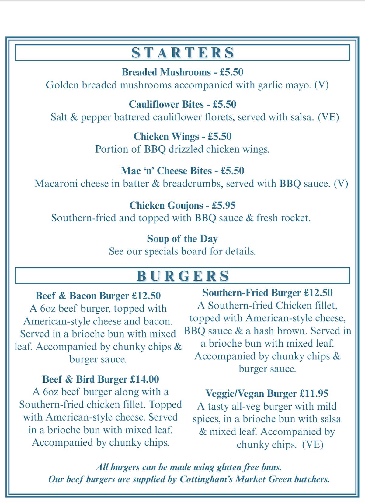 Menu at The Blue Bell Cottingham pub & bar, Cottingham