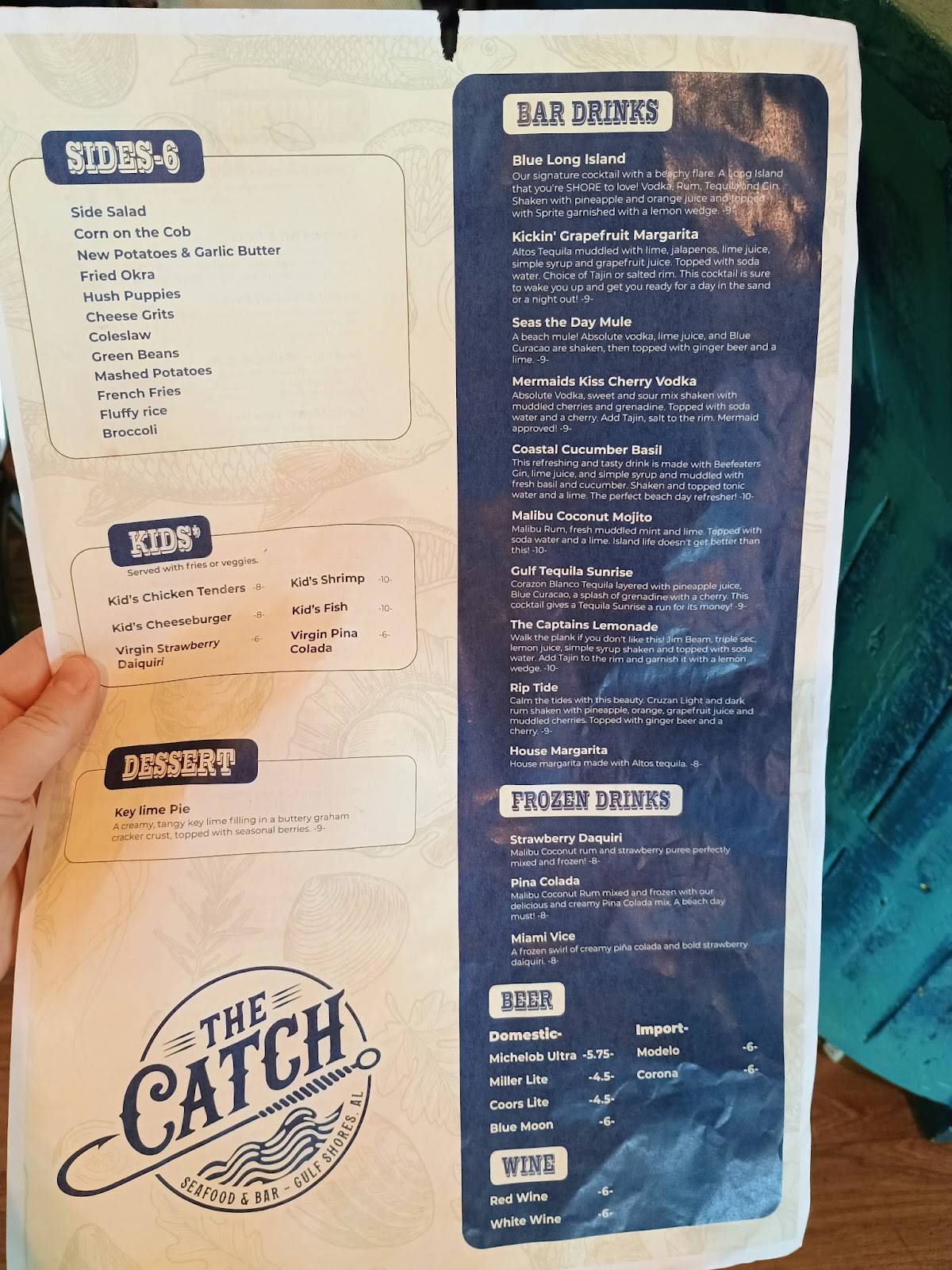 Menu at The Catch pub & bar, Gulf Shores