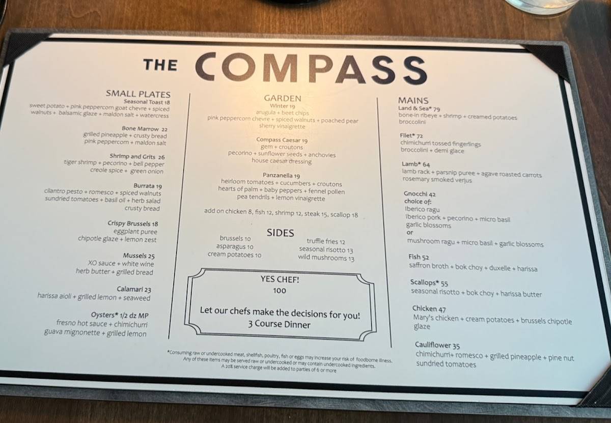 Menu at The Compass pub & bar, Phoenix, 122 N 2nd St