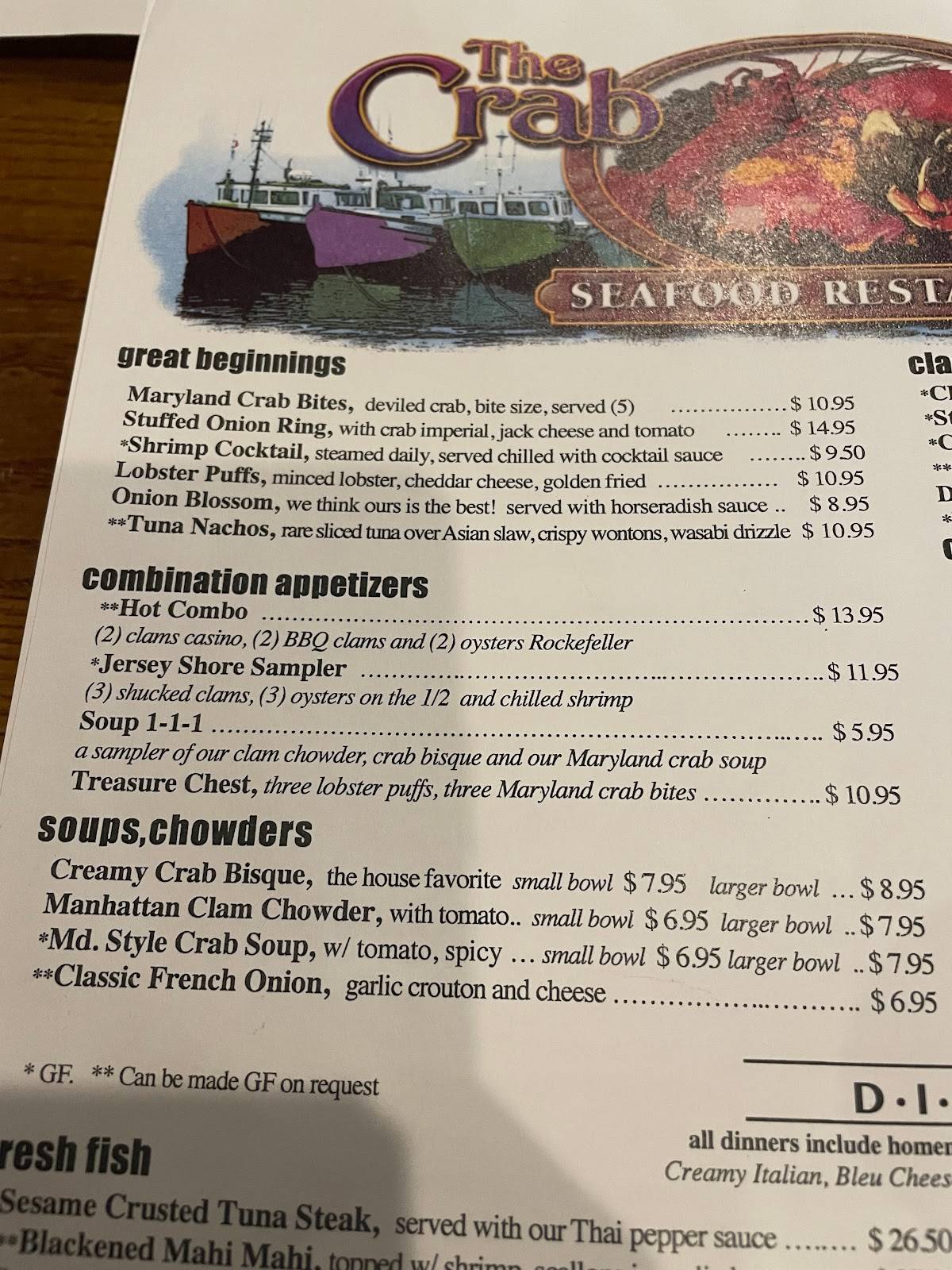 Menu at The Crab Trap pub & bar, Somers Point