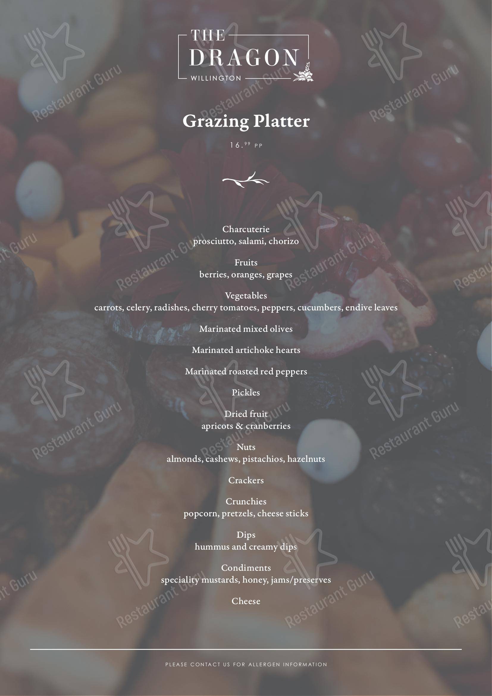 Menu at The Dragon pub & bar, Willington, 11 The Grn