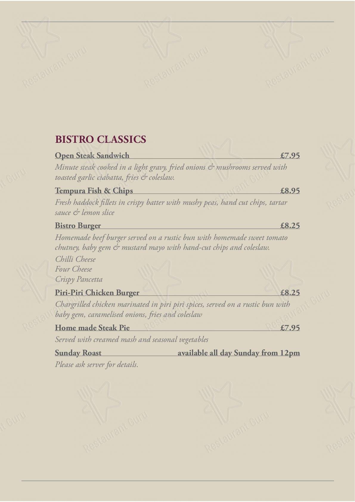 Menu at The Exchange pub & bar, Greenock