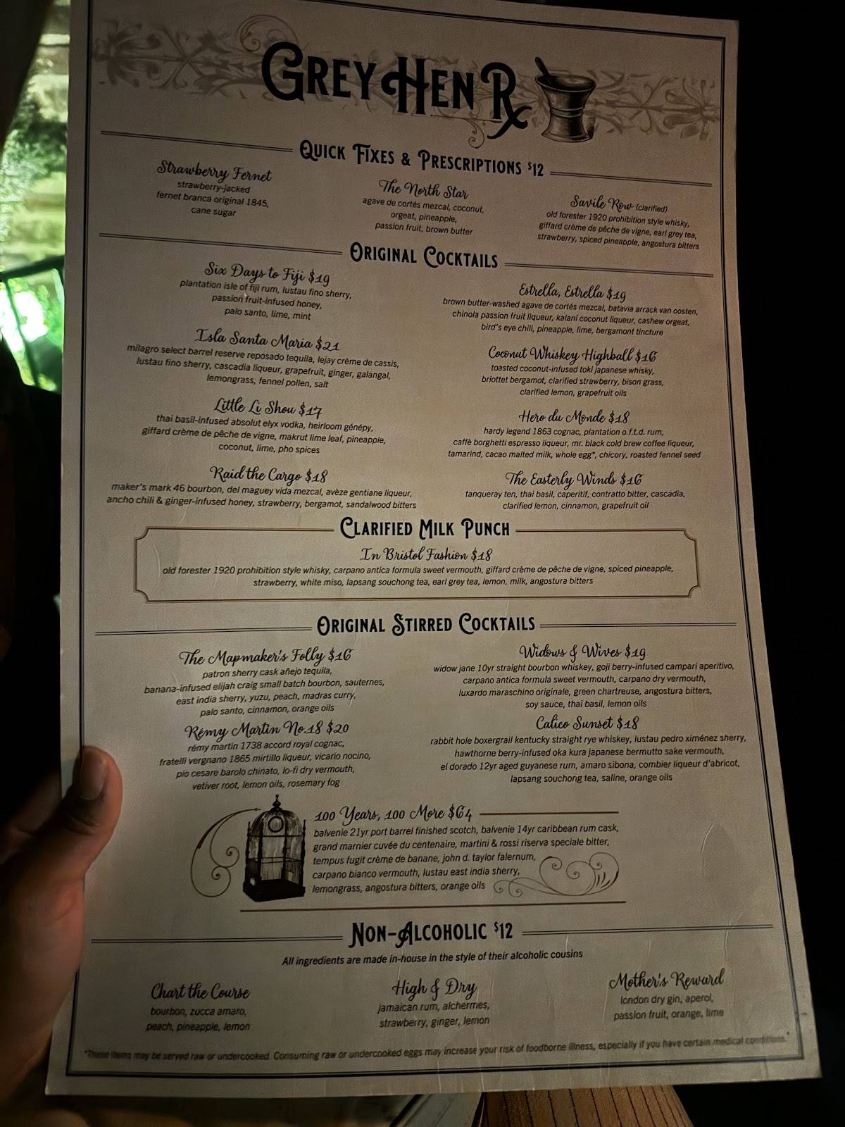Menu at Grey Hen Rx at Century Grand pub & bar, Phoenix