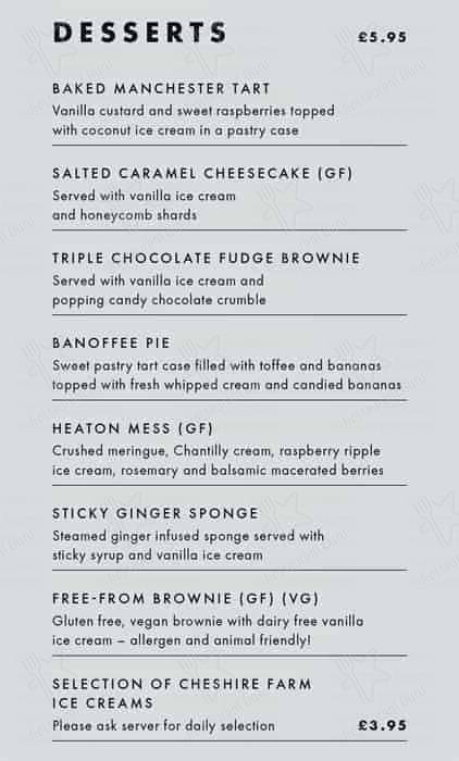 Menu at THE HEATON pub & bar, Stockport, 474 Didsbury Rd