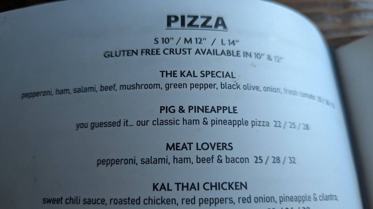 Menu at The Kal pub & bar, Vernon