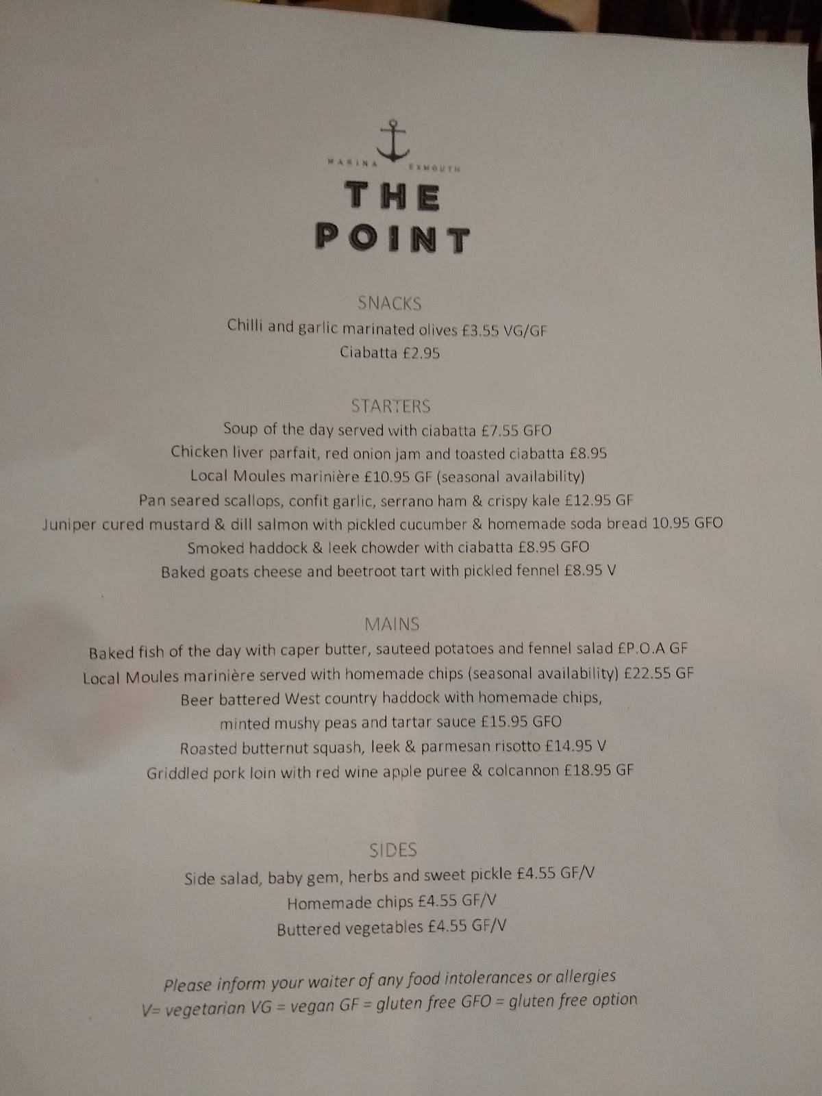 Menu at Land & Sea pub & bar, Exmouth