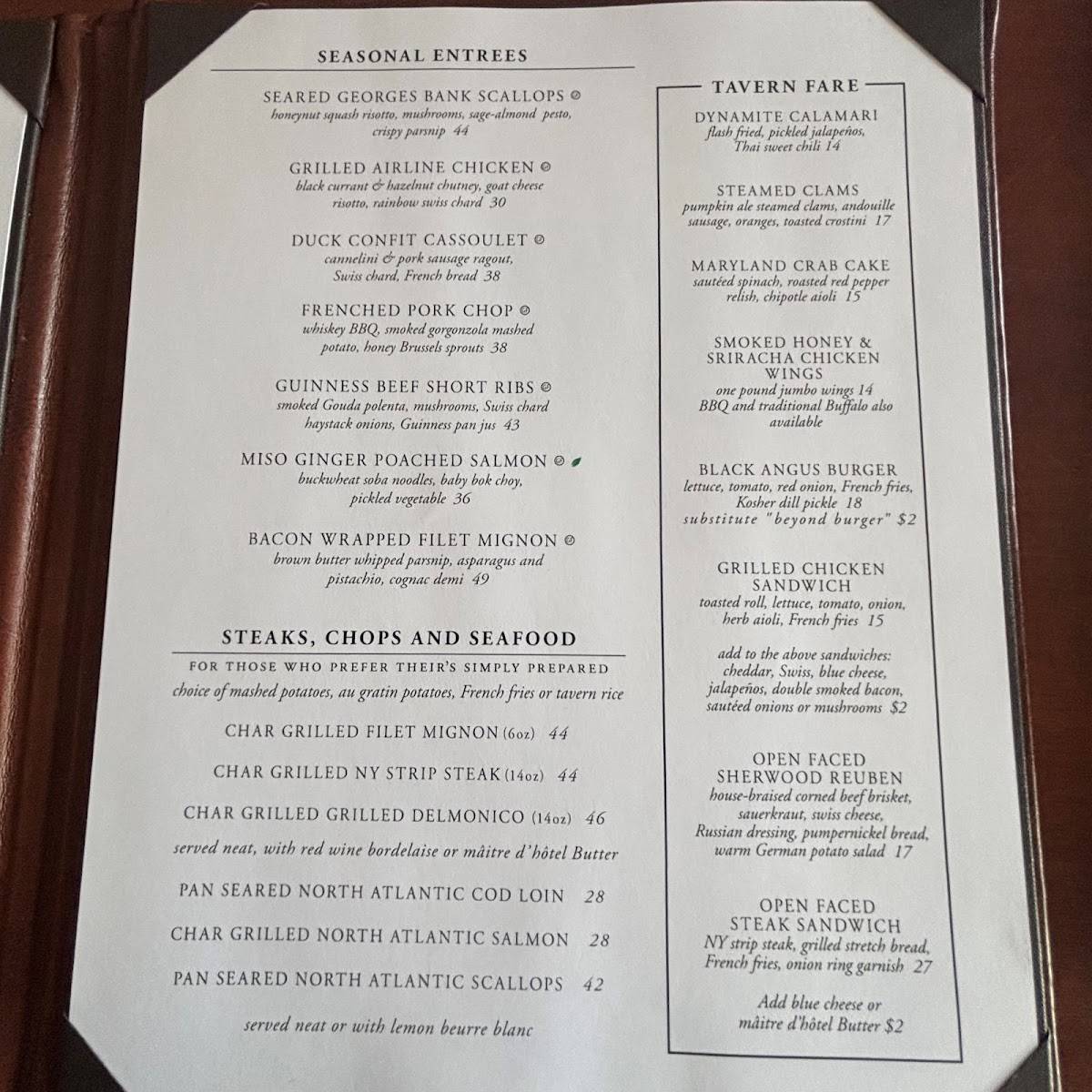 Menu at The Sherwood Inn pub & bar, Skaneateles