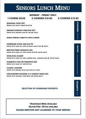 Menu at The Sloop Inn pub & bar, Barton-upon-Humber