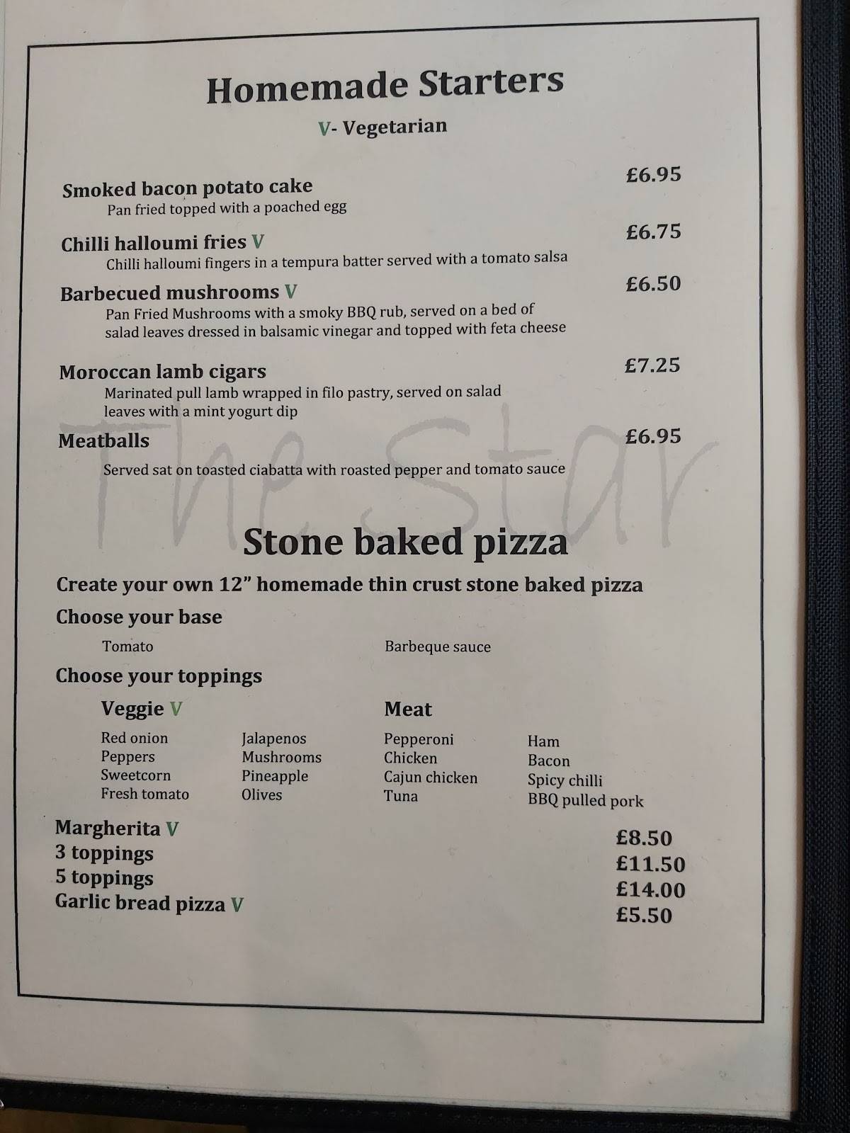 Menu at The Star pub & bar, Liversedge